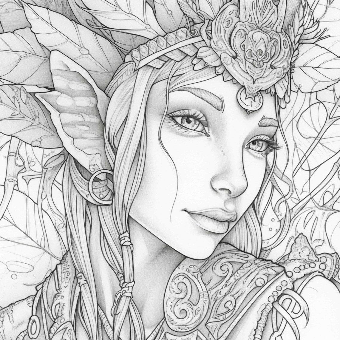 Enchanted Elves and Forest Friends 35 Highly Detailed Colouring Pages ...