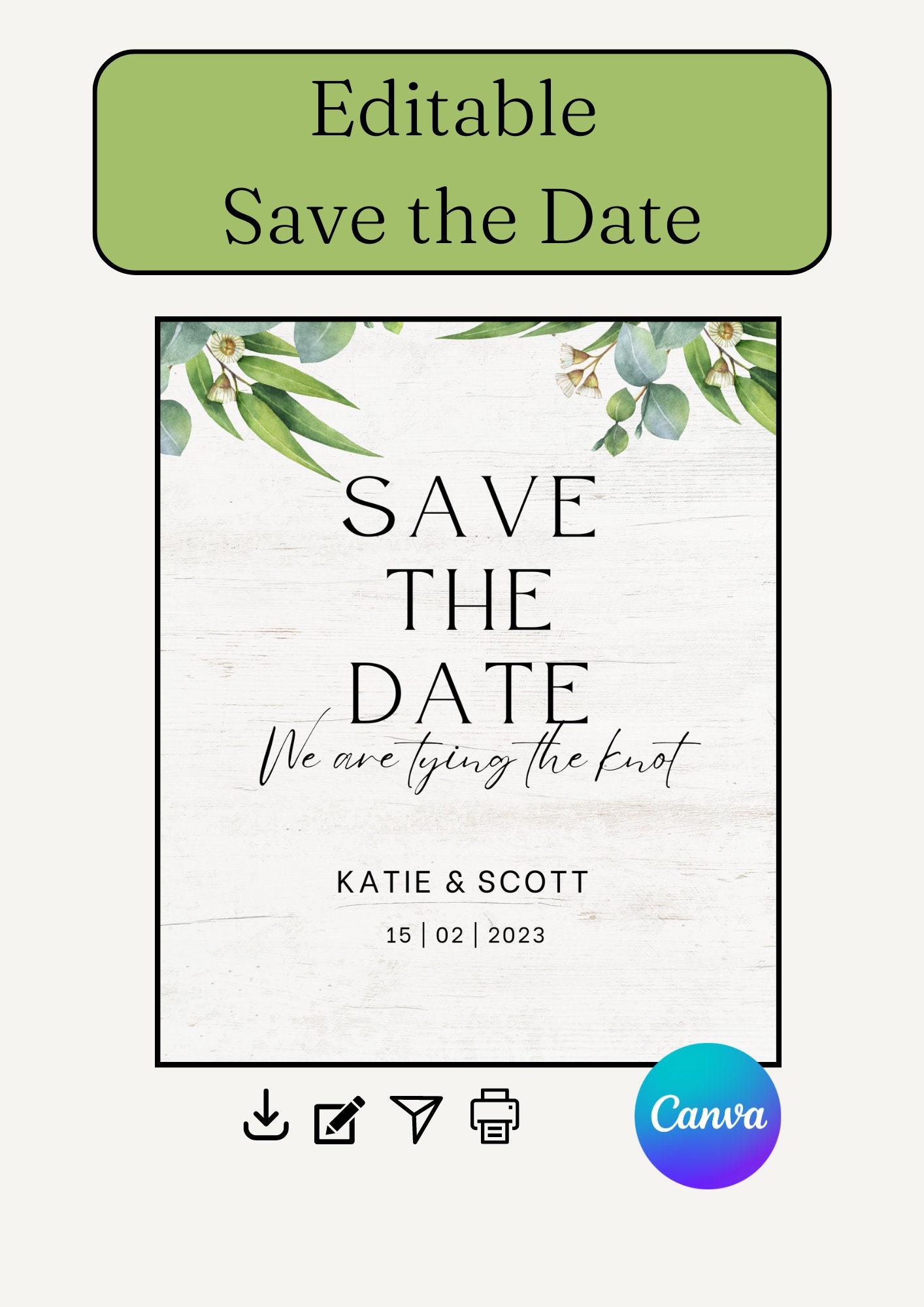 Editable Save the Date Invitation Digital Canva - Etsy