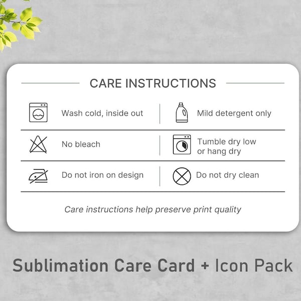 Sublimation Shirt Care Card - Etsy