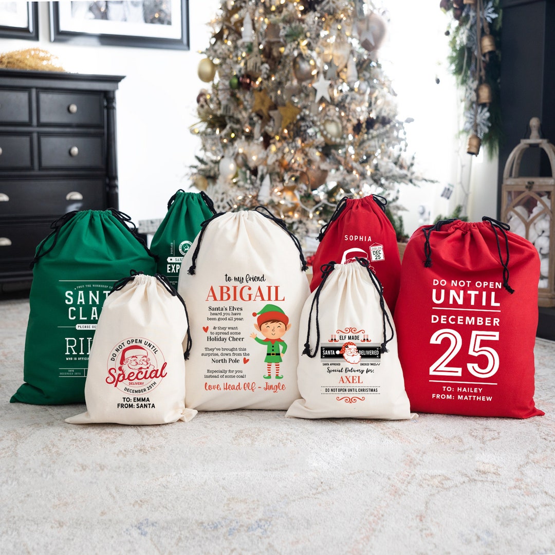 Personalized Santa Sack for Kids Presents (cotton) - Christmas Gift Bag ...