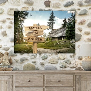 Personalized Cabin Signpost Names Canvas Custom Canvas Family Wall Art ...
