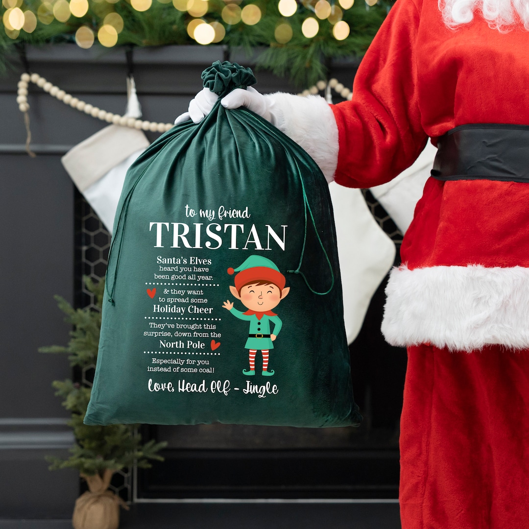 Personalized Santa Sack for Kids Presents (velvet) - Christmas Gift Bag ...