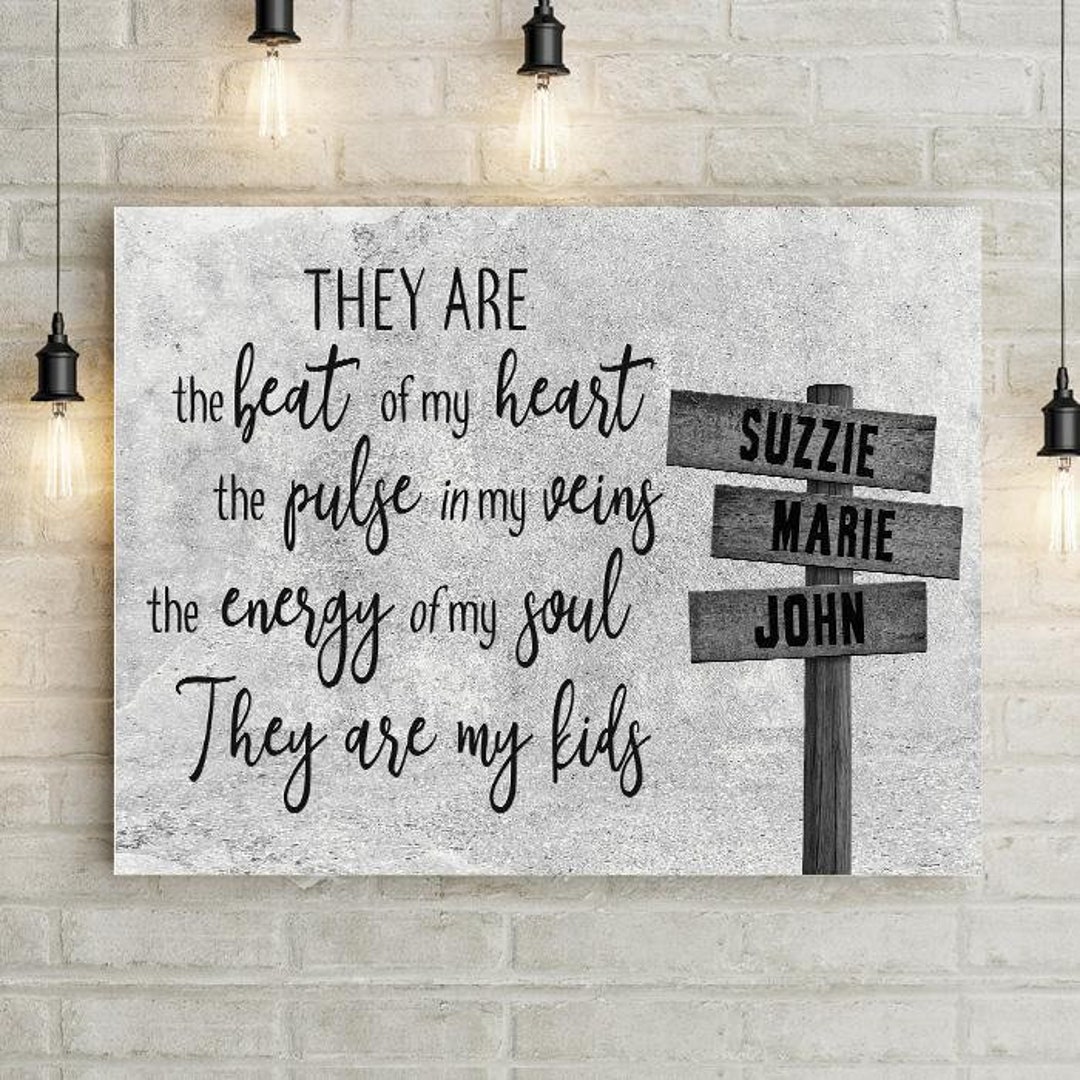Personalized They Are the Beat of My Heart Canvas Custom Canvas Family ...