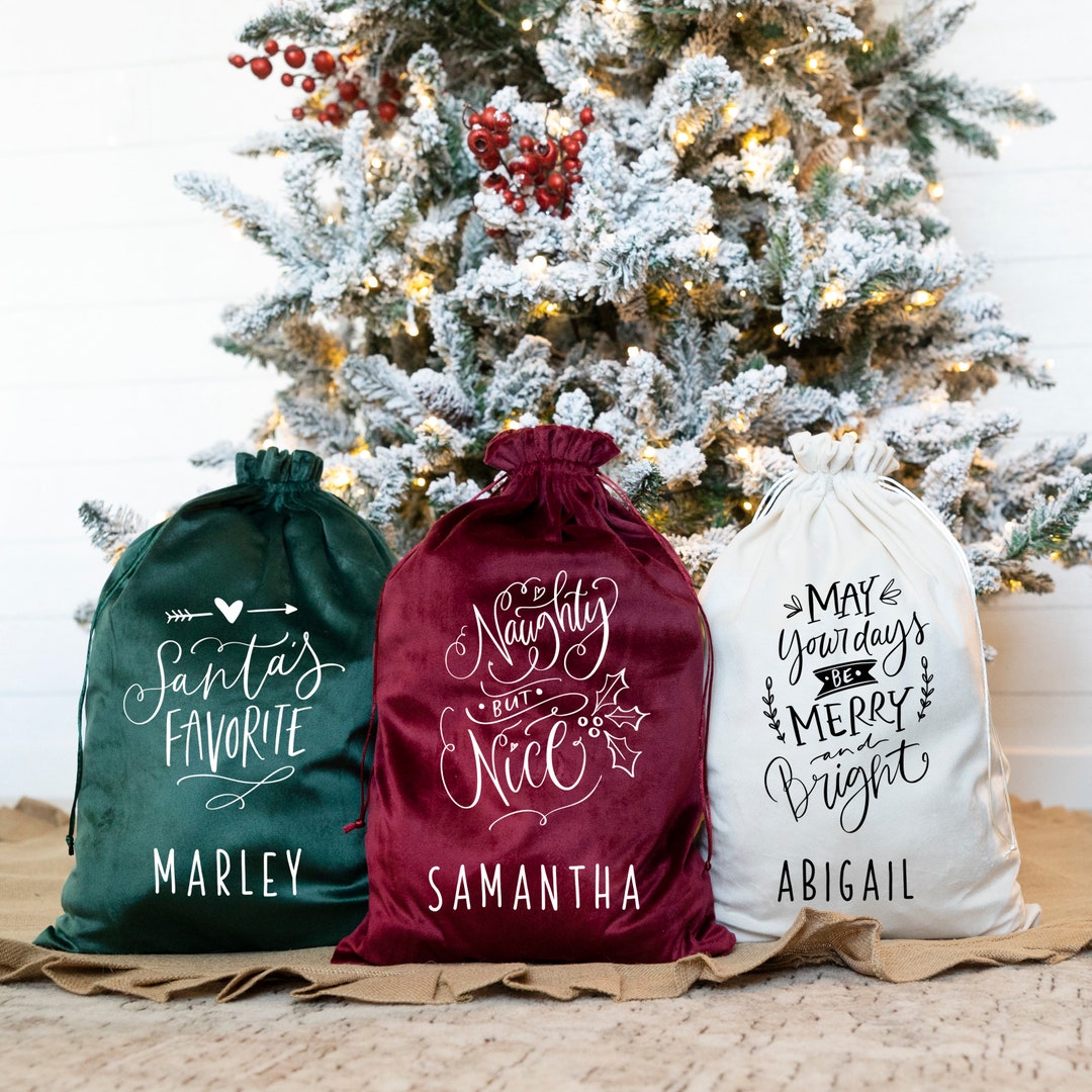 Personalized Santa Sack for Kids Presents velvet Christmas Gift Bag ...