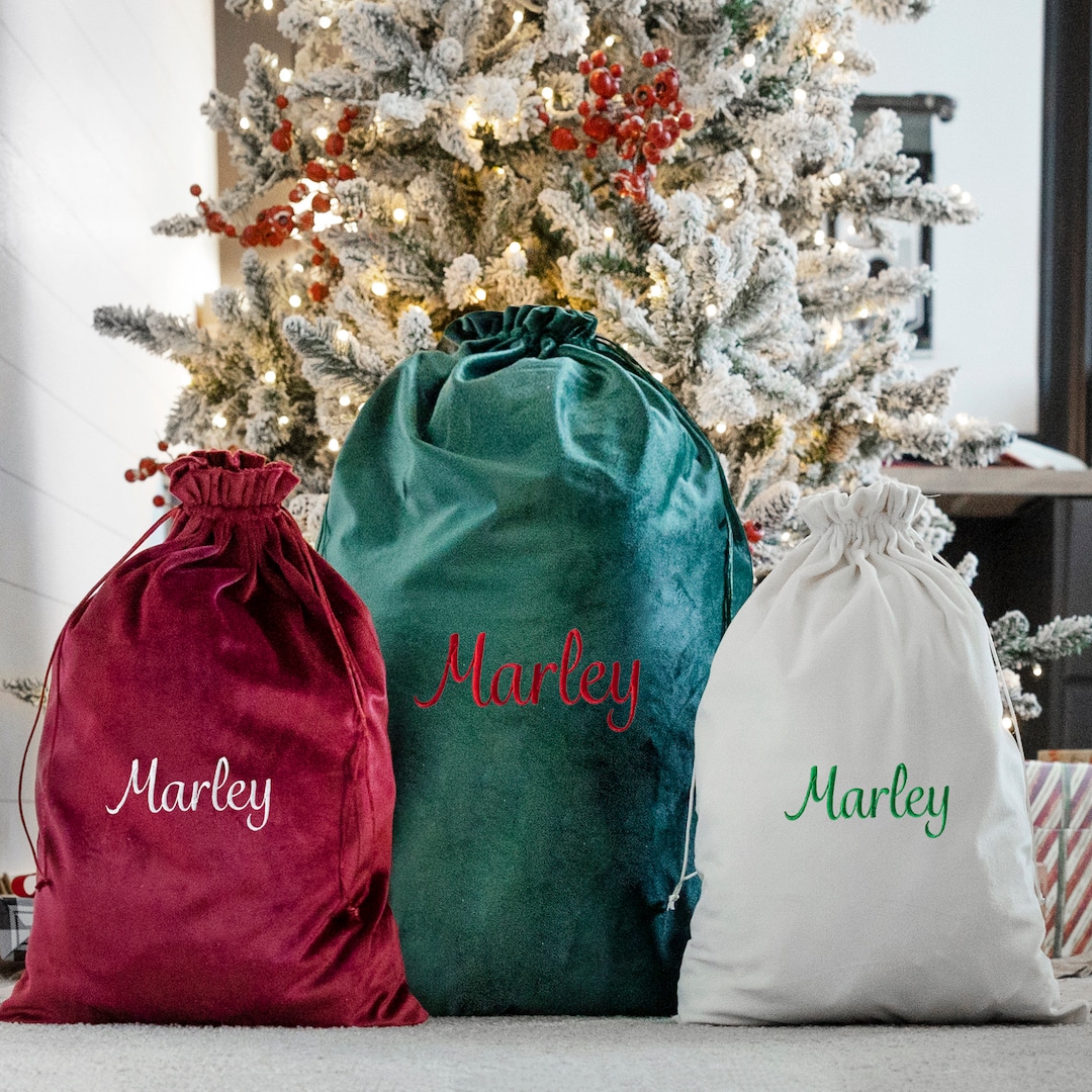 Personalized Santa Sack for Kids Presents (velvet) - Christmas Gift Bag ...
