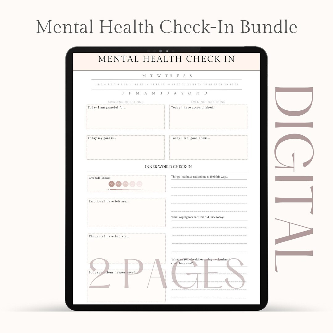 The Ultimate DAILY MENTAL HEALTH Check in Planner Mood Tracker, Self ...