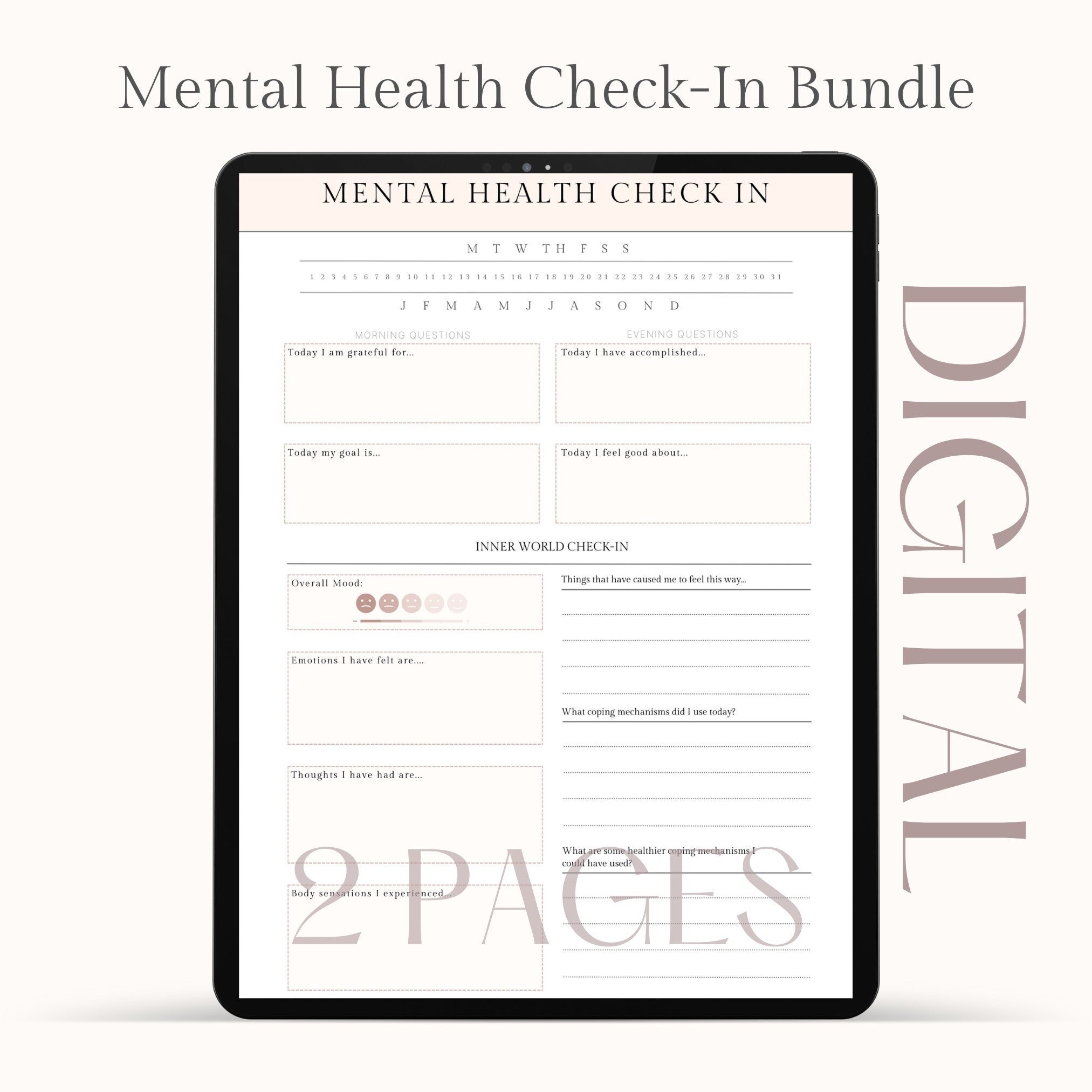 The Ultimate DAILY MENTAL HEALTH Check in Planner Mood Tracker, Self ...