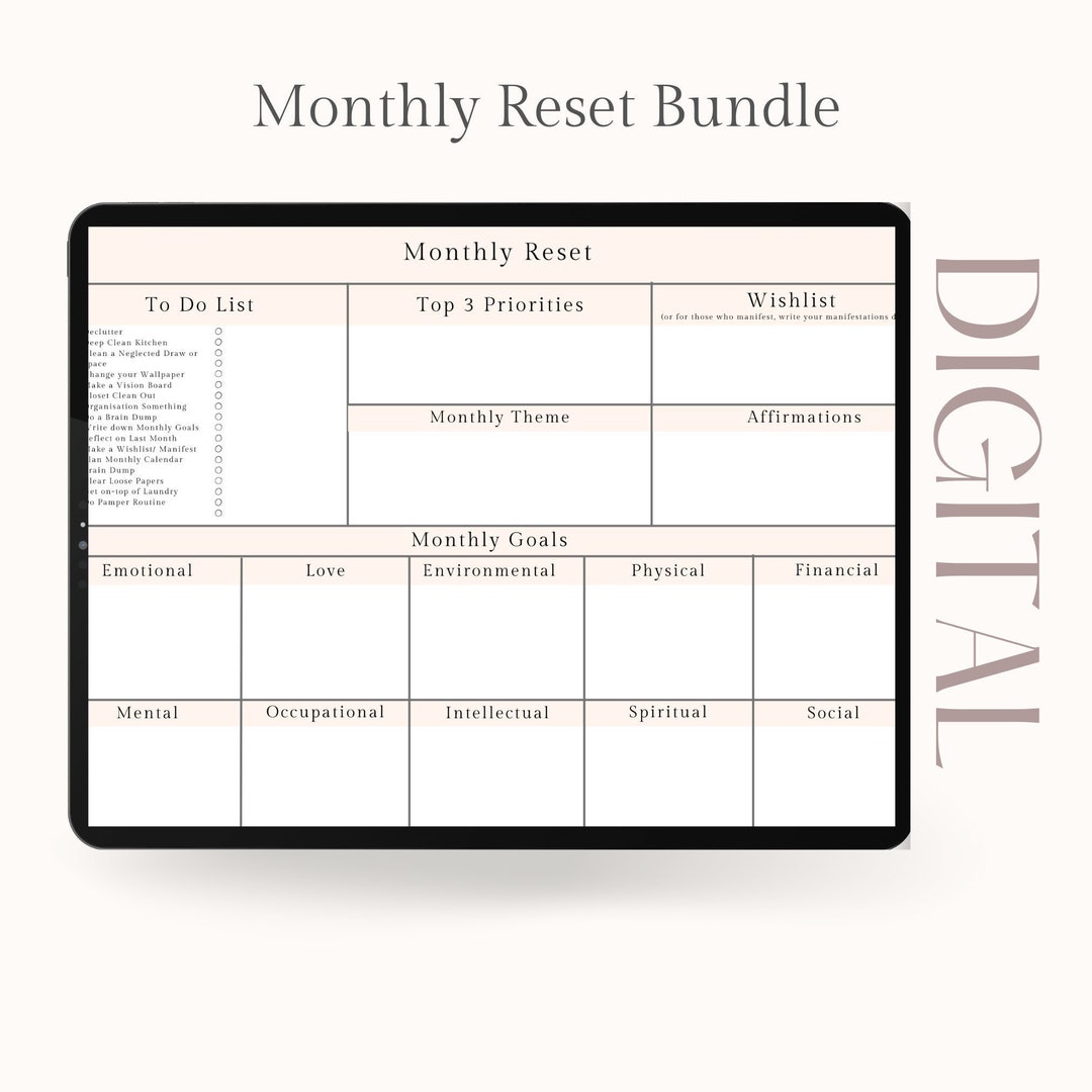 The Ultimate MONTHLY RESET BUNDLE | Monthly Reset Routine Worksheet ...