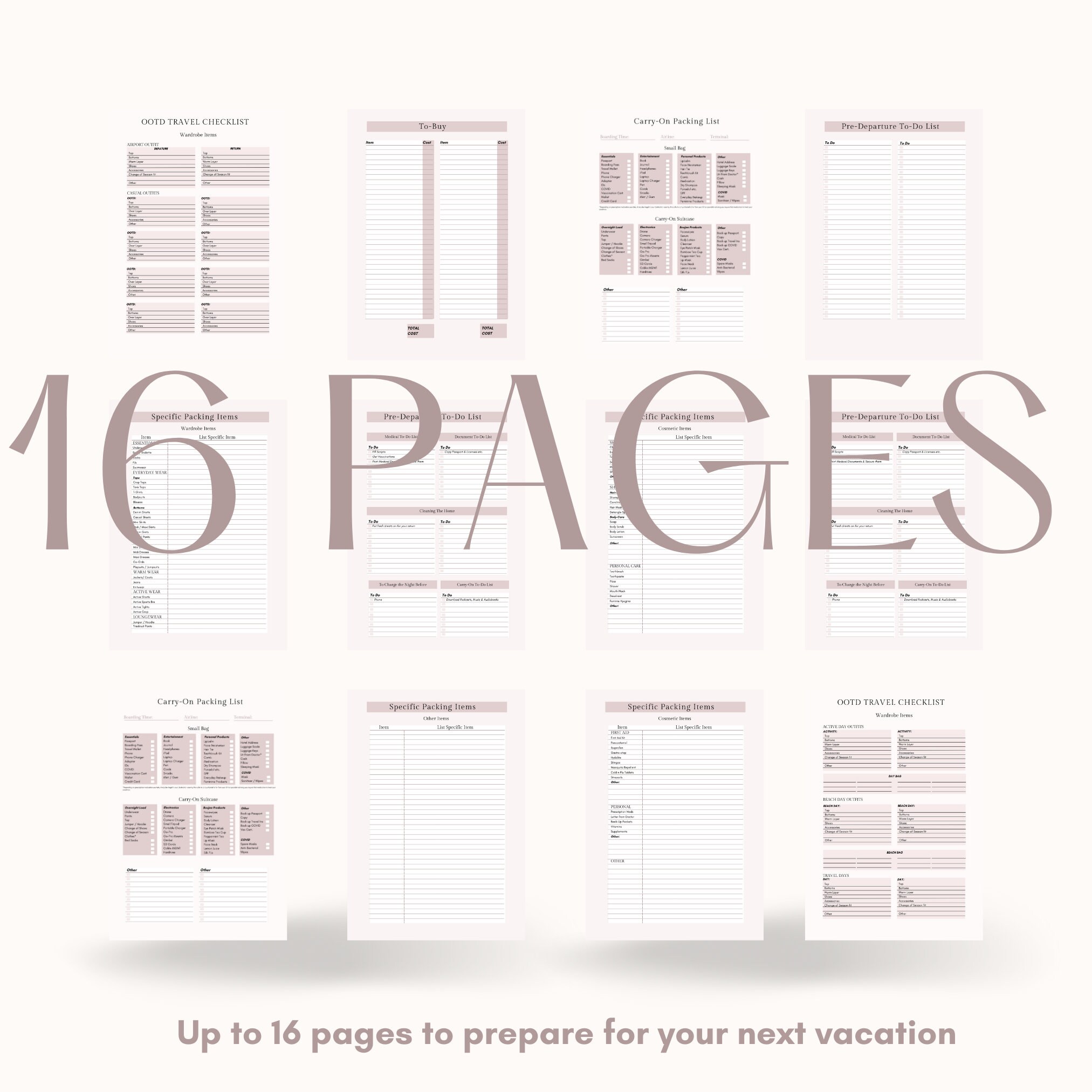 The Ultimate SUMMER VACATION CHECKLIST Digital Travel Planner, Travel ...