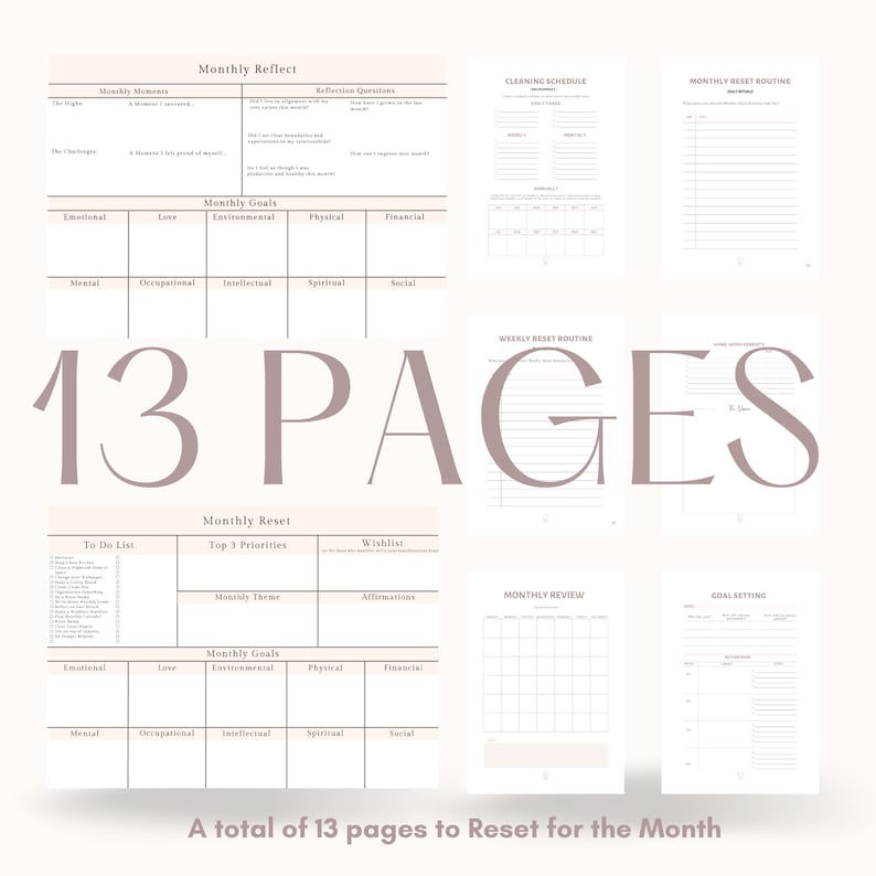 The Ultimate MONTHLY RESET BUNDLE Monthly Reset Routine Worksheet ...