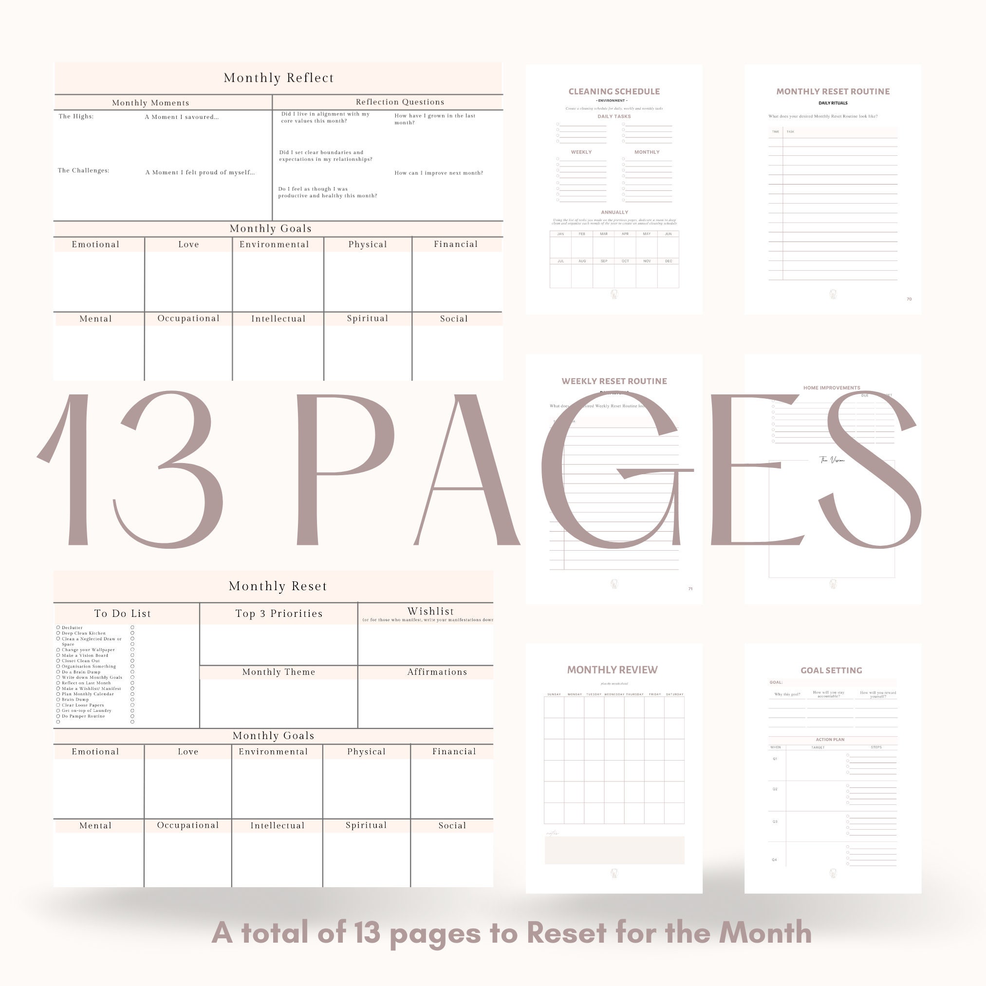 The Ultimate MONTHLY RESET BUNDLE Monthly Reset Routine Worksheet ...