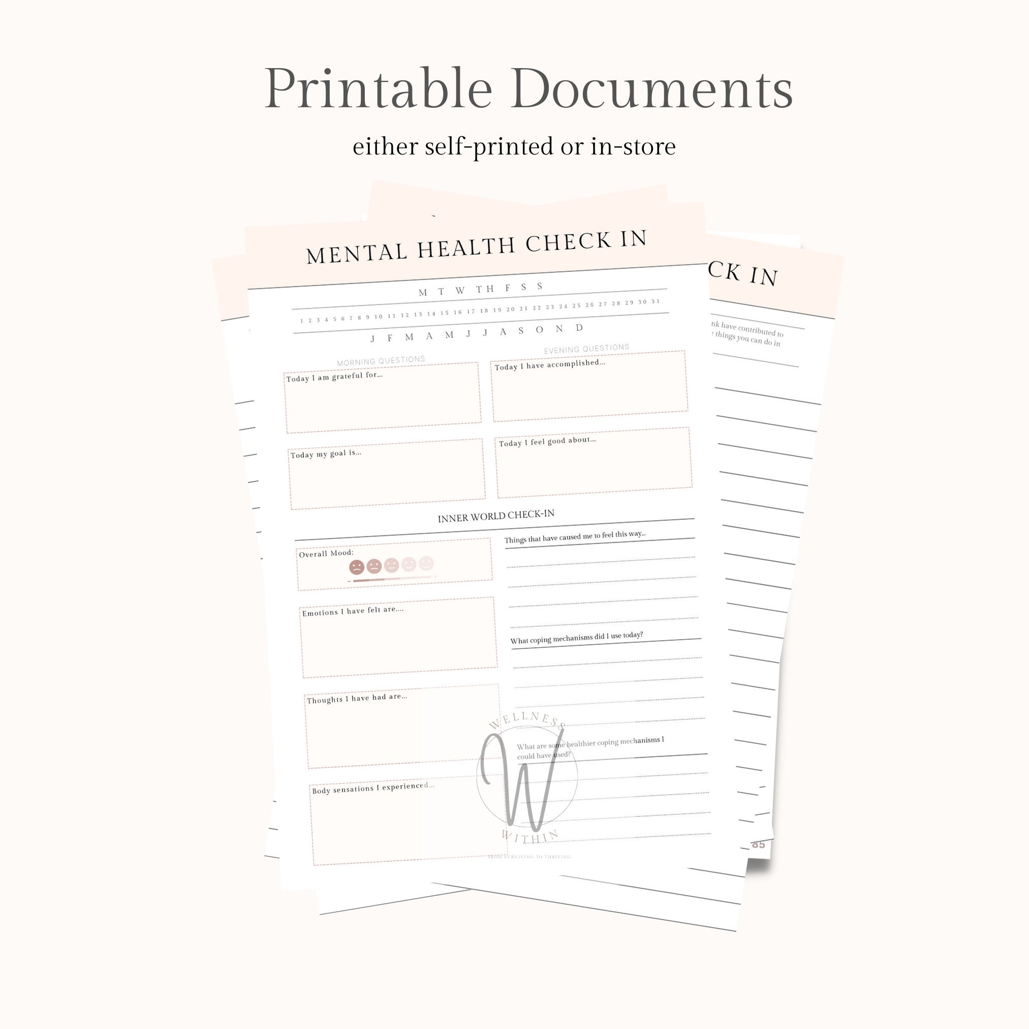 The Ultimate DAILY MENTAL HEALTH Check in Planner Mood Tracker, Self ...