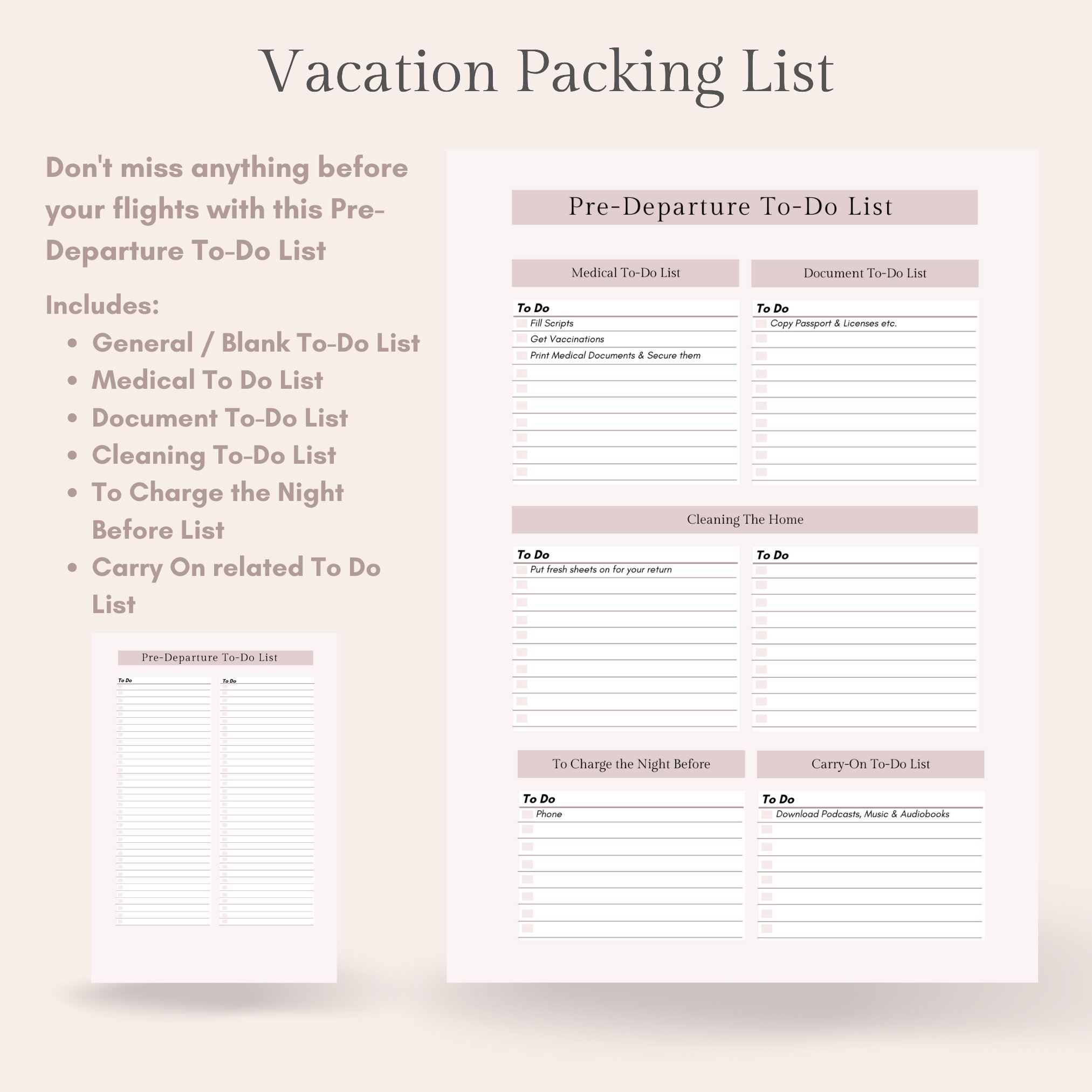 The Ultimate SUMMER VACATION CHECKLIST Digital Travel Planner, Travel ...