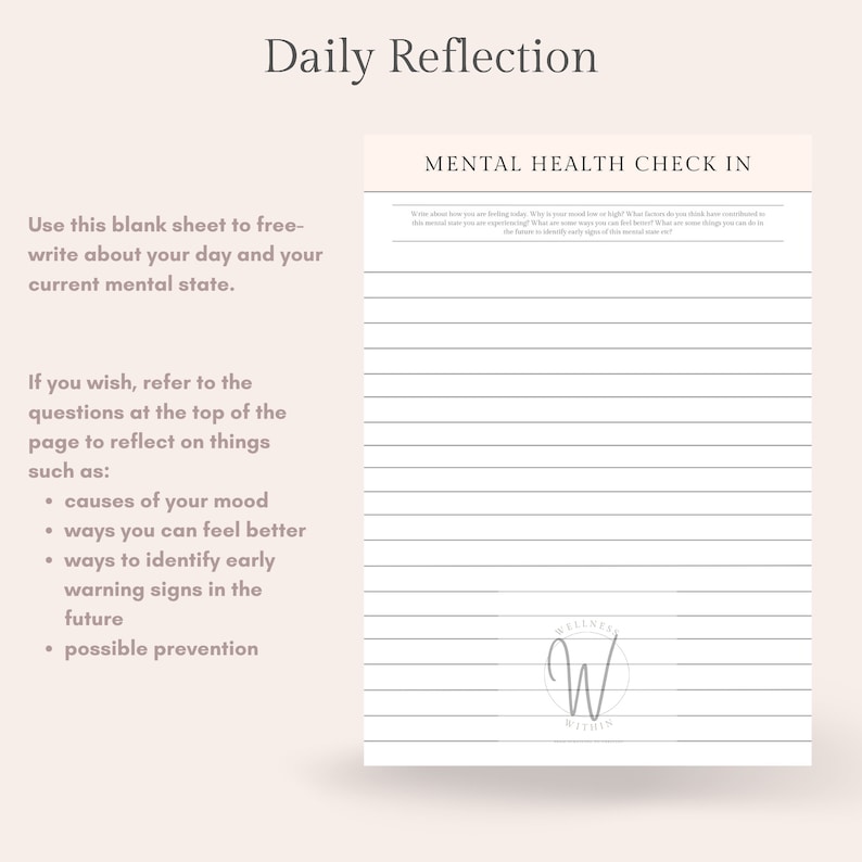 The Ultimate DAILY MENTAL HEALTH Check in Planner Mood Tracker, Self ...