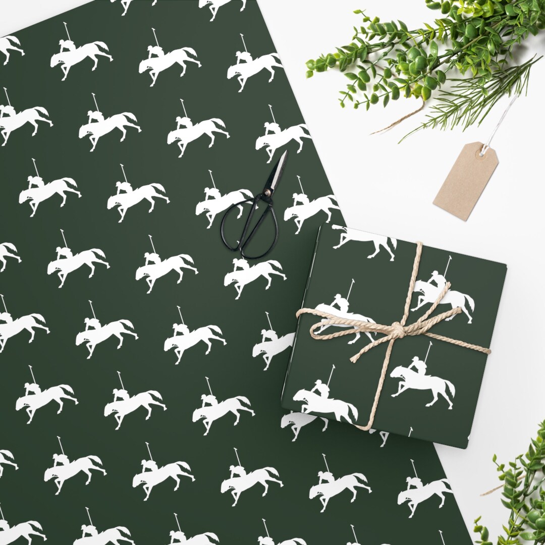 Horse Polo Hunter Green Wrapping Paper - Etsy