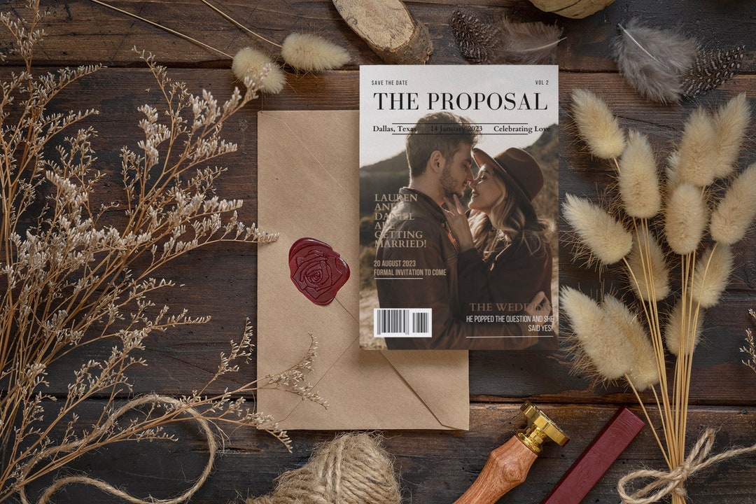 Magazine-themed Save the Date Digital Print | Editable, Digital ...
