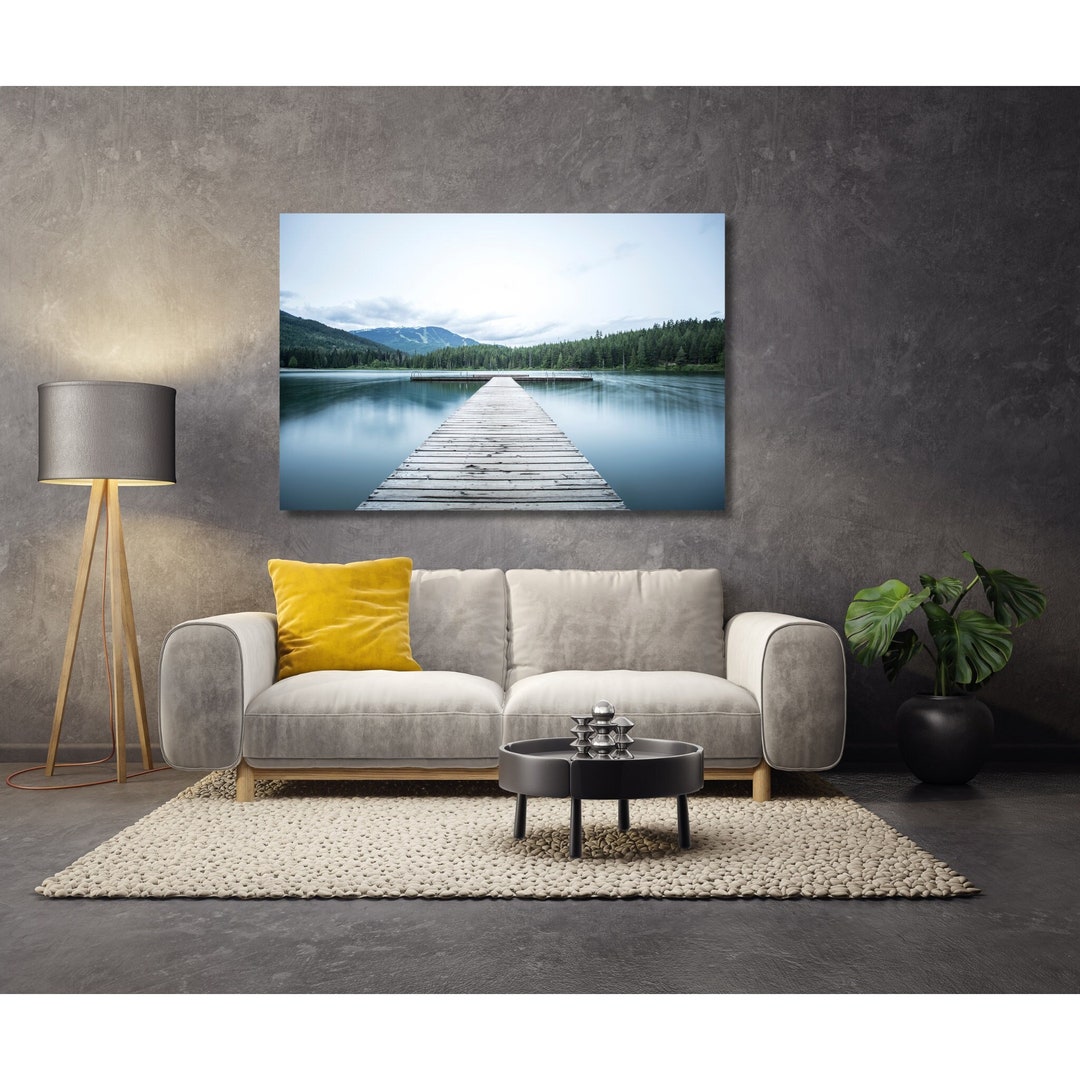 Serene Landscape Wall Art, Pathway Print of Forest, Lake & Mountain ...