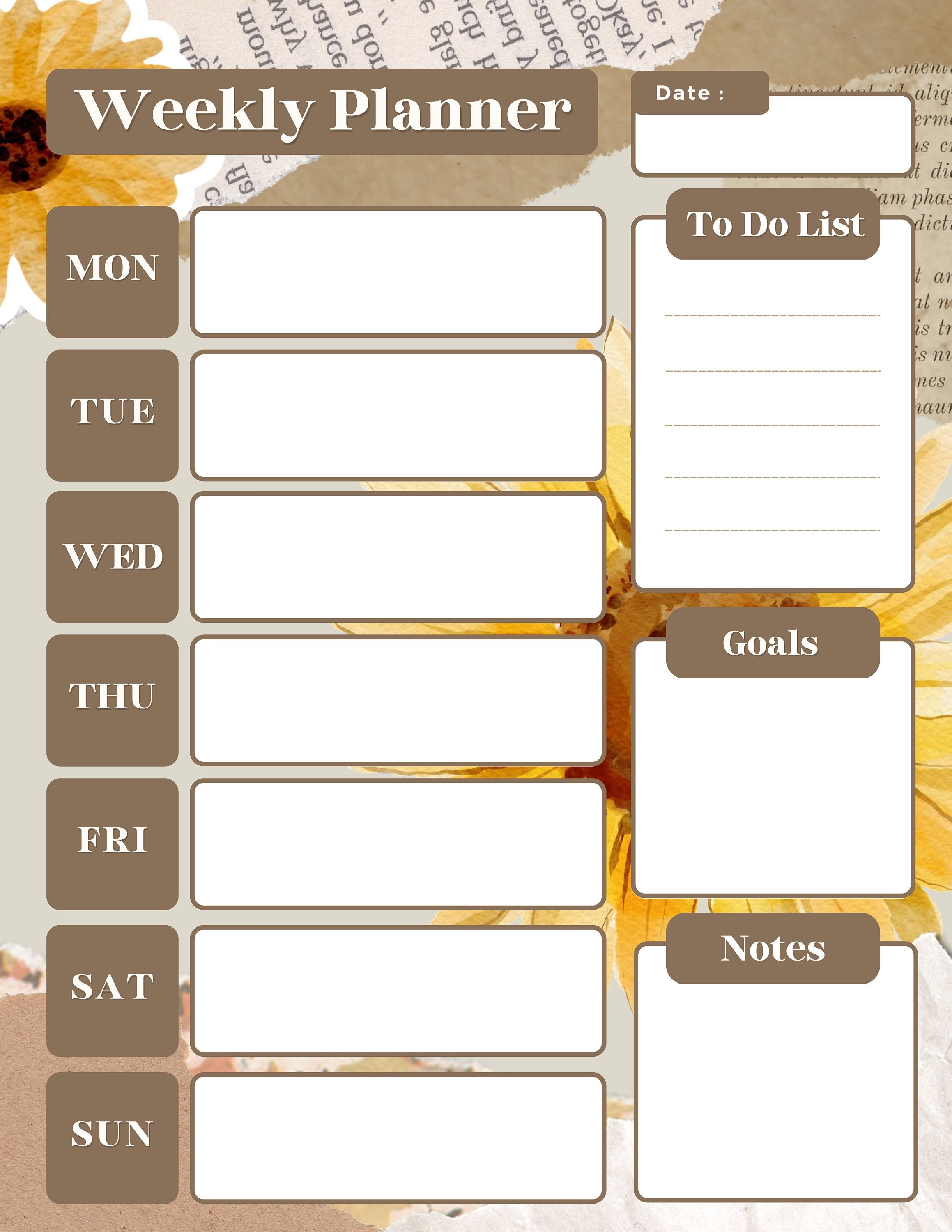 Weely Planner, Printable Planner, Downloadable Planner - Etsy