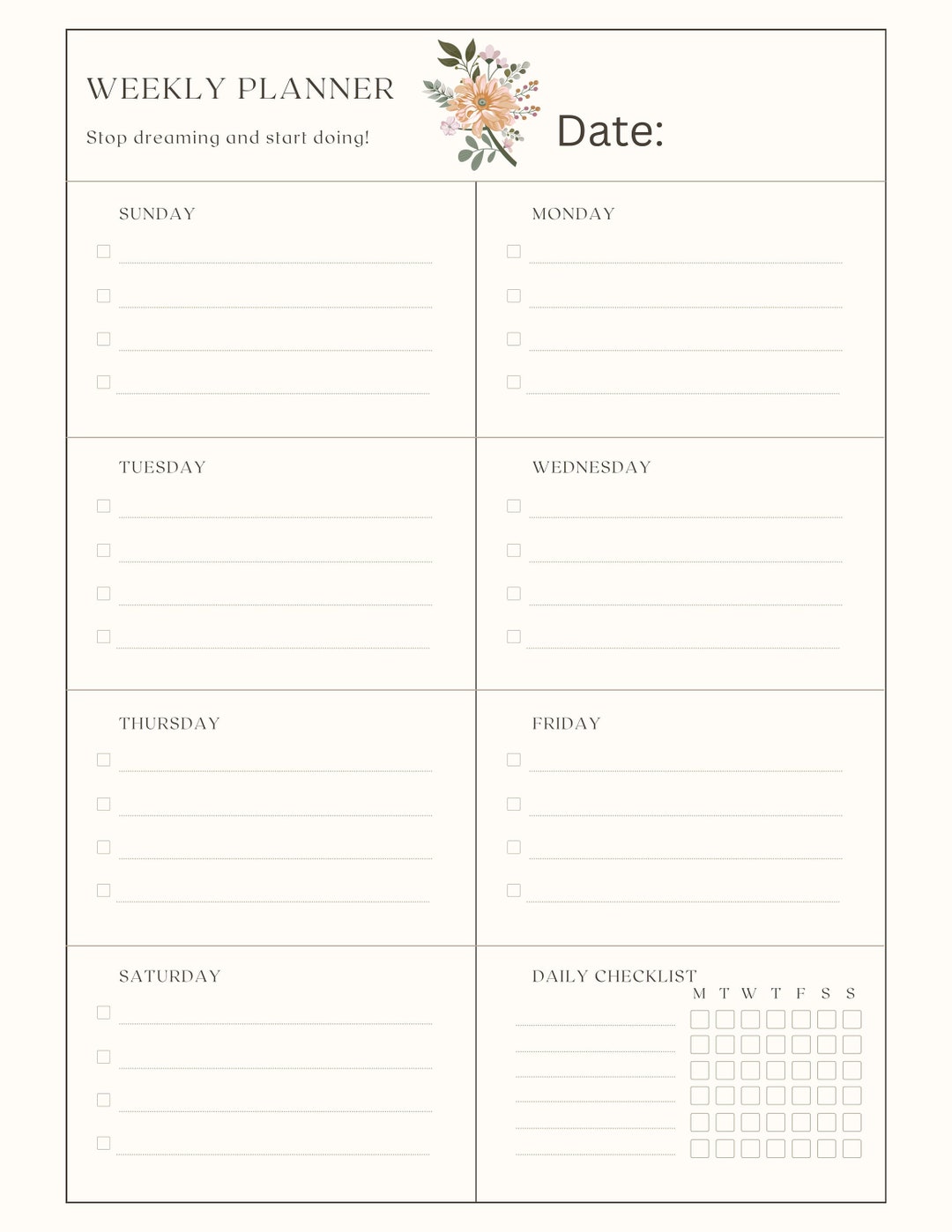 Weekly Planner, Digital Download, Weekly Planner Template, Printable ...