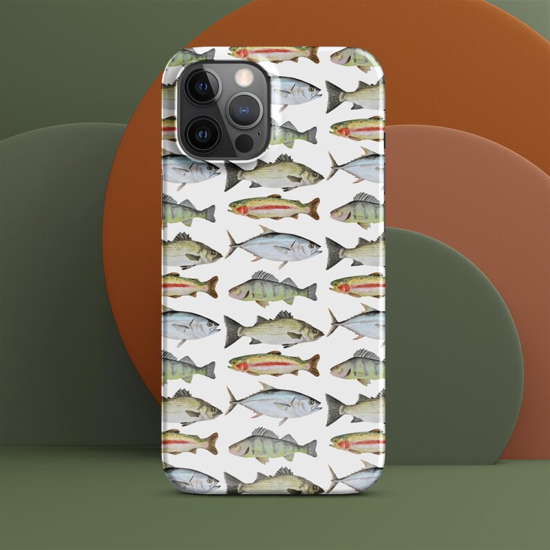 Watercolor Four Fish (trout, Bass, Tuna, Perch) on iPhone Case - Etsy