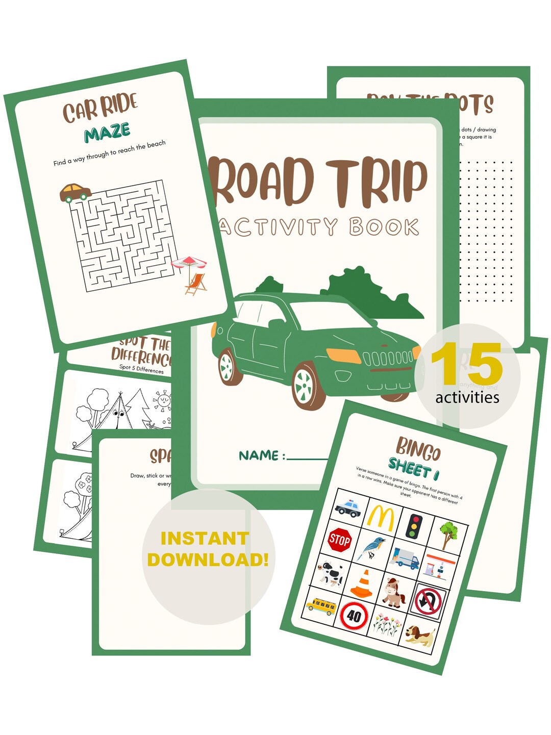 Road Trip Kids Activity Book, 20 Pages+, Instant Download, Kids ...