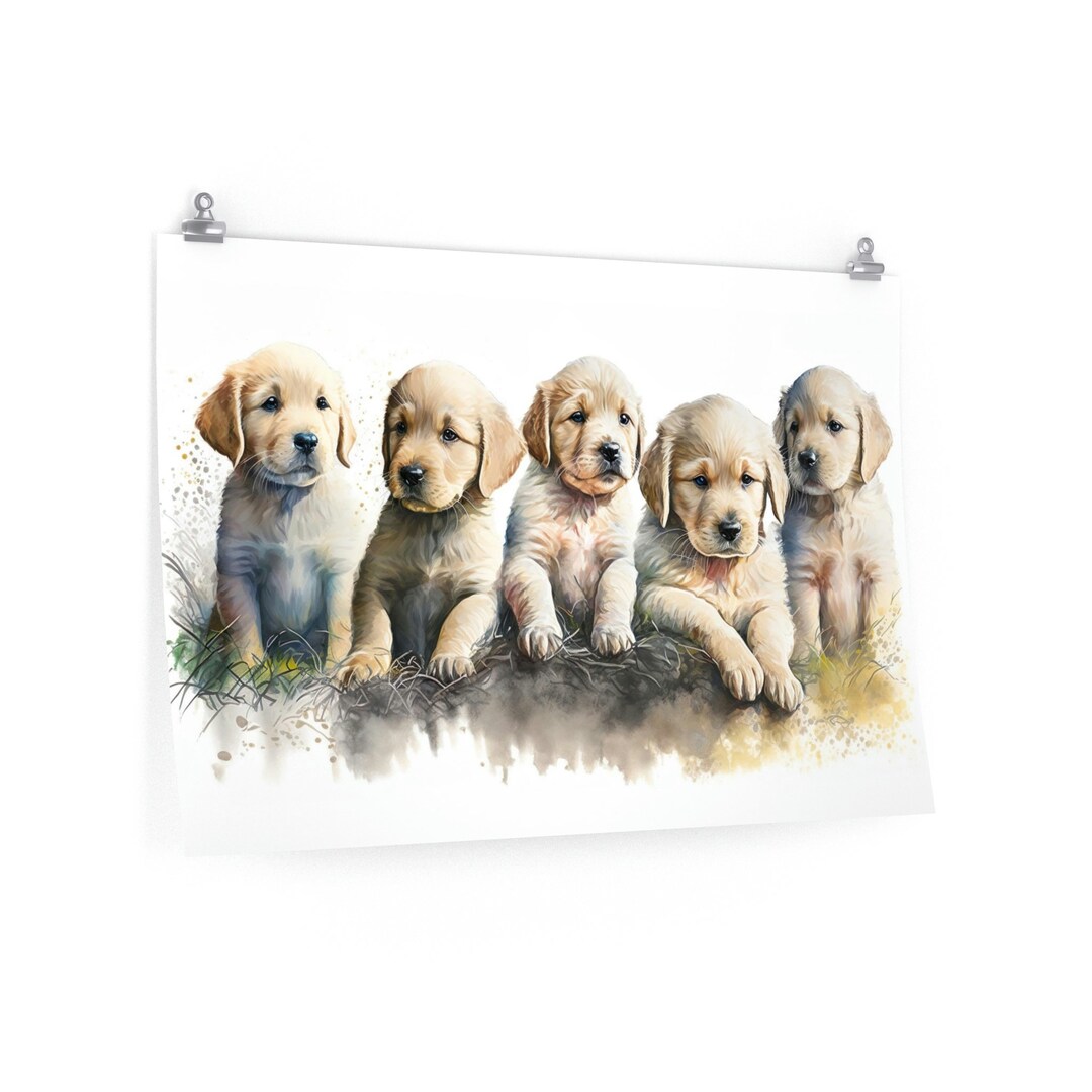 Golden Retriever Puppy Watercolor Poster Nursery - Etsy
