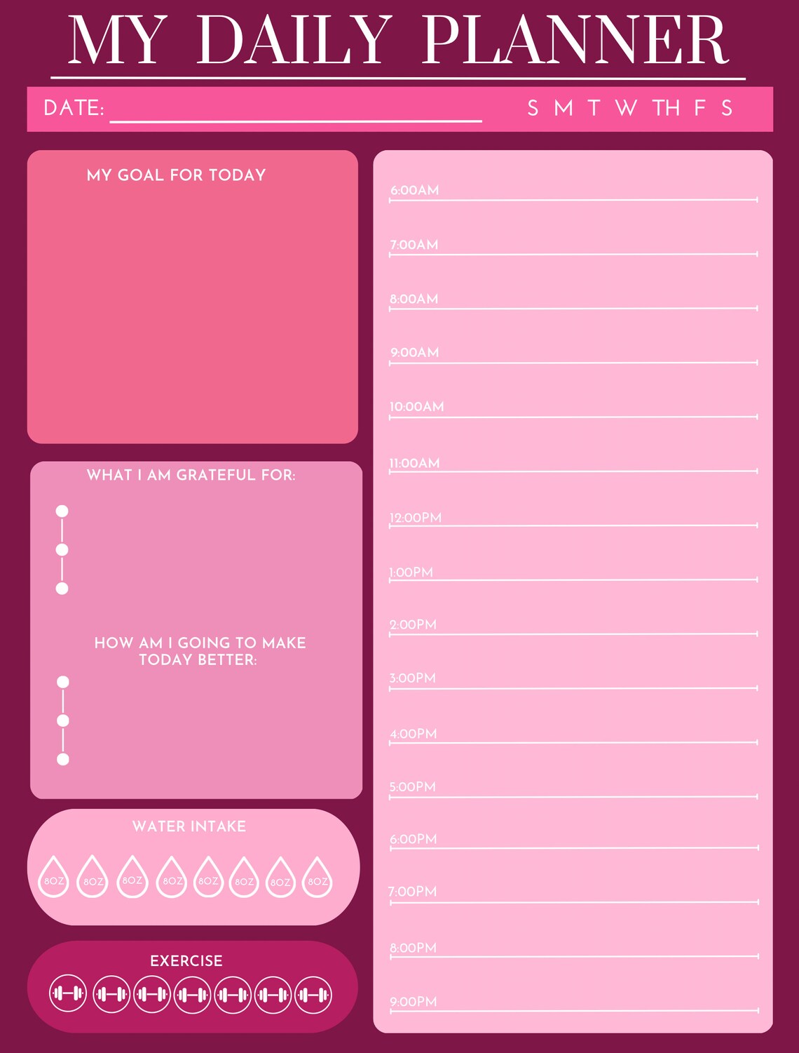 Simple but Effective Daily Planner but the Hour - Etsy