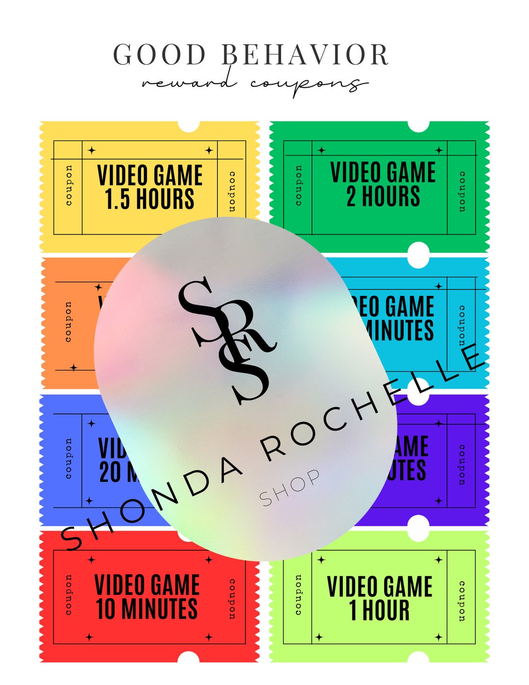 Good Behavior Reward Coupons. Reward Your Child's Screen Time in Time ...