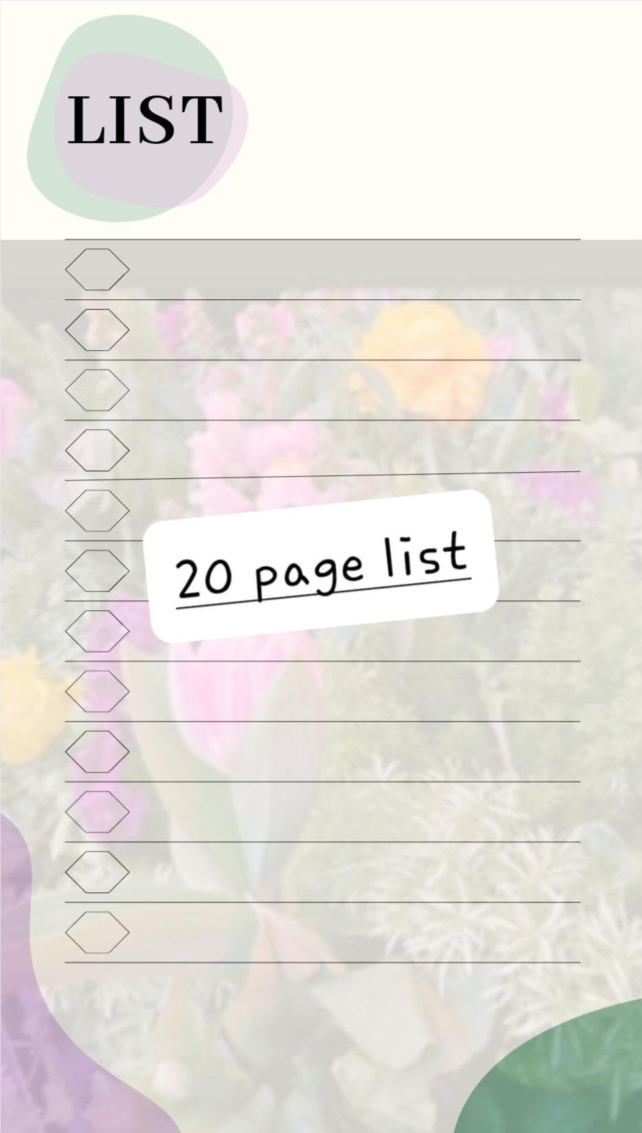 Decorative, Floral Shopping, Grocery, List. Digital Party List Flower ...