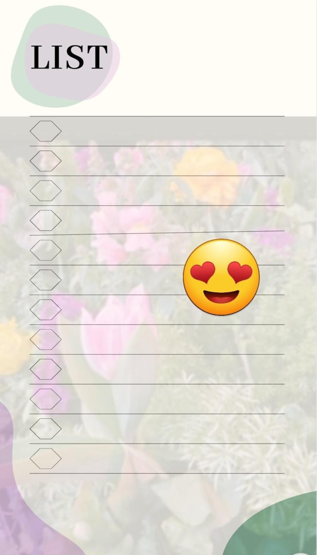 Decorative, Floral Shopping, Grocery, List. Digital Party List Flower ...