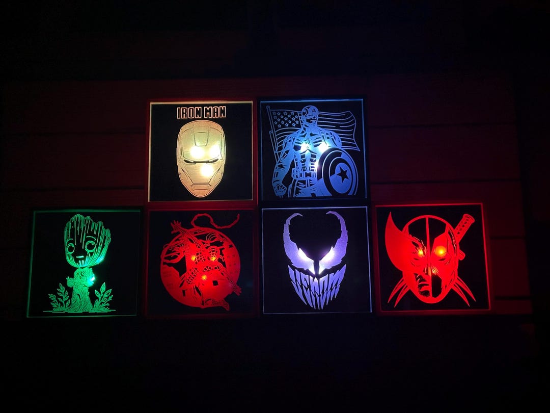 Marvel LED Light Box – Custom Superhero Comic Art Night Light – 90s ...