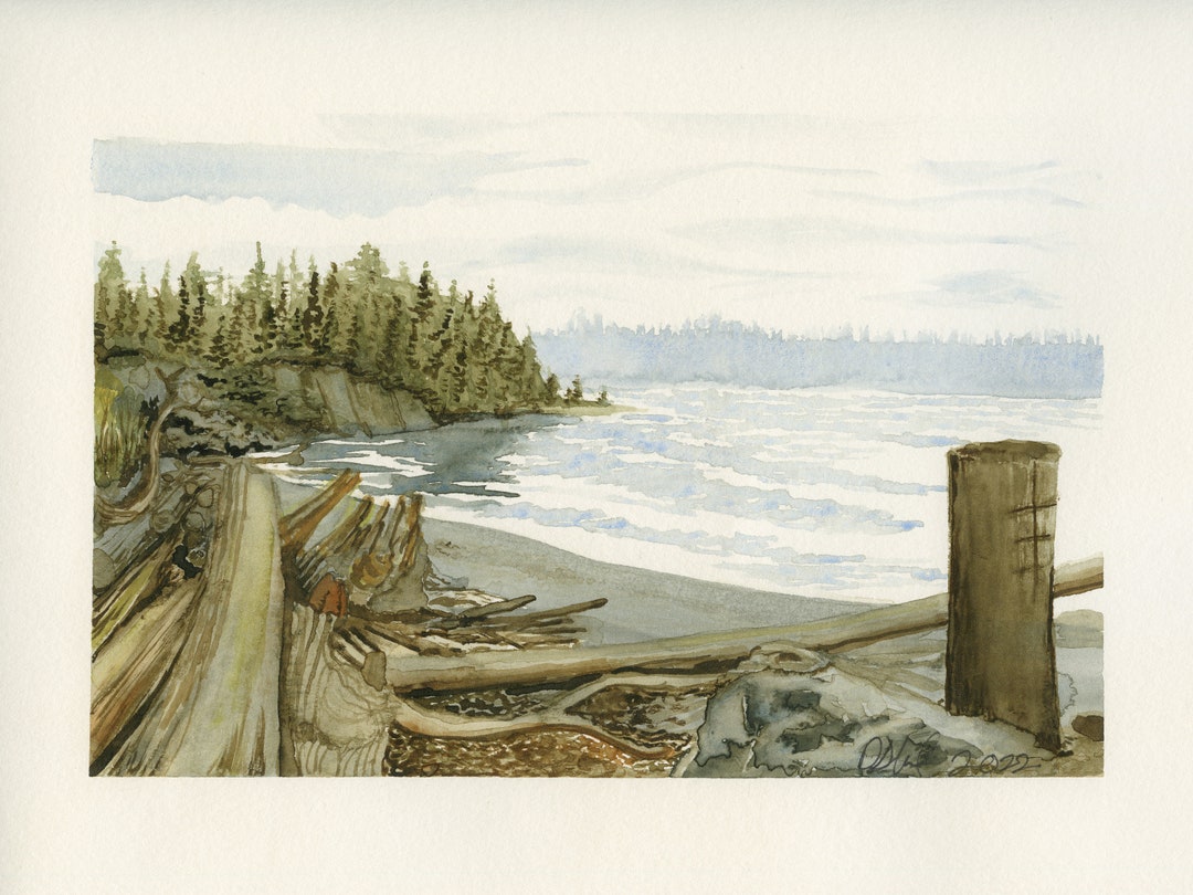 Nature Print, Saltwater State Park, Pacific Northwest Water Color ...