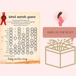 Pregnancy Announcement Game - Baby Word Search Printable, Word Puzzle ...