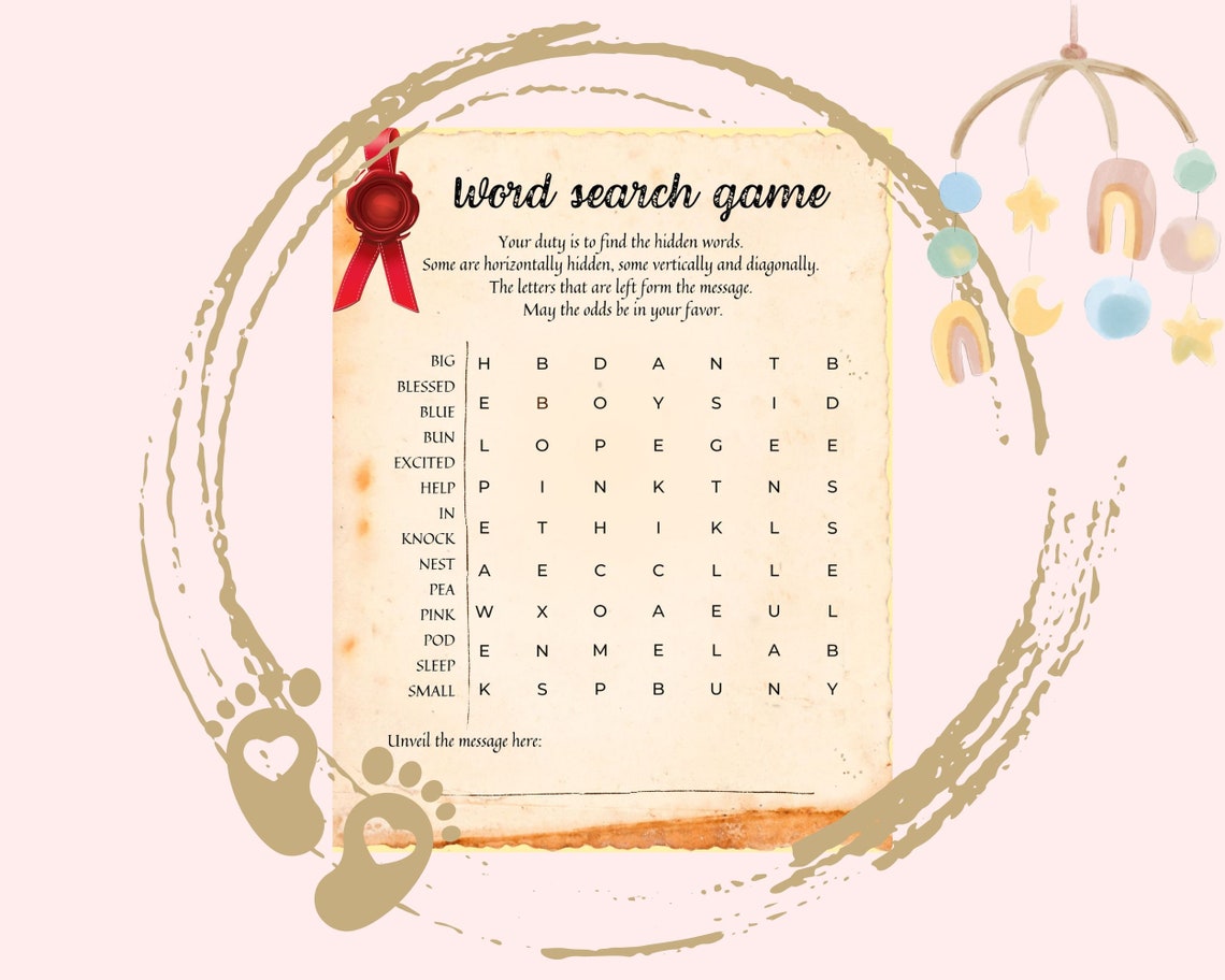 Pregnancy Announcement Game - Baby Word Search Printable, Word Puzzle ...
