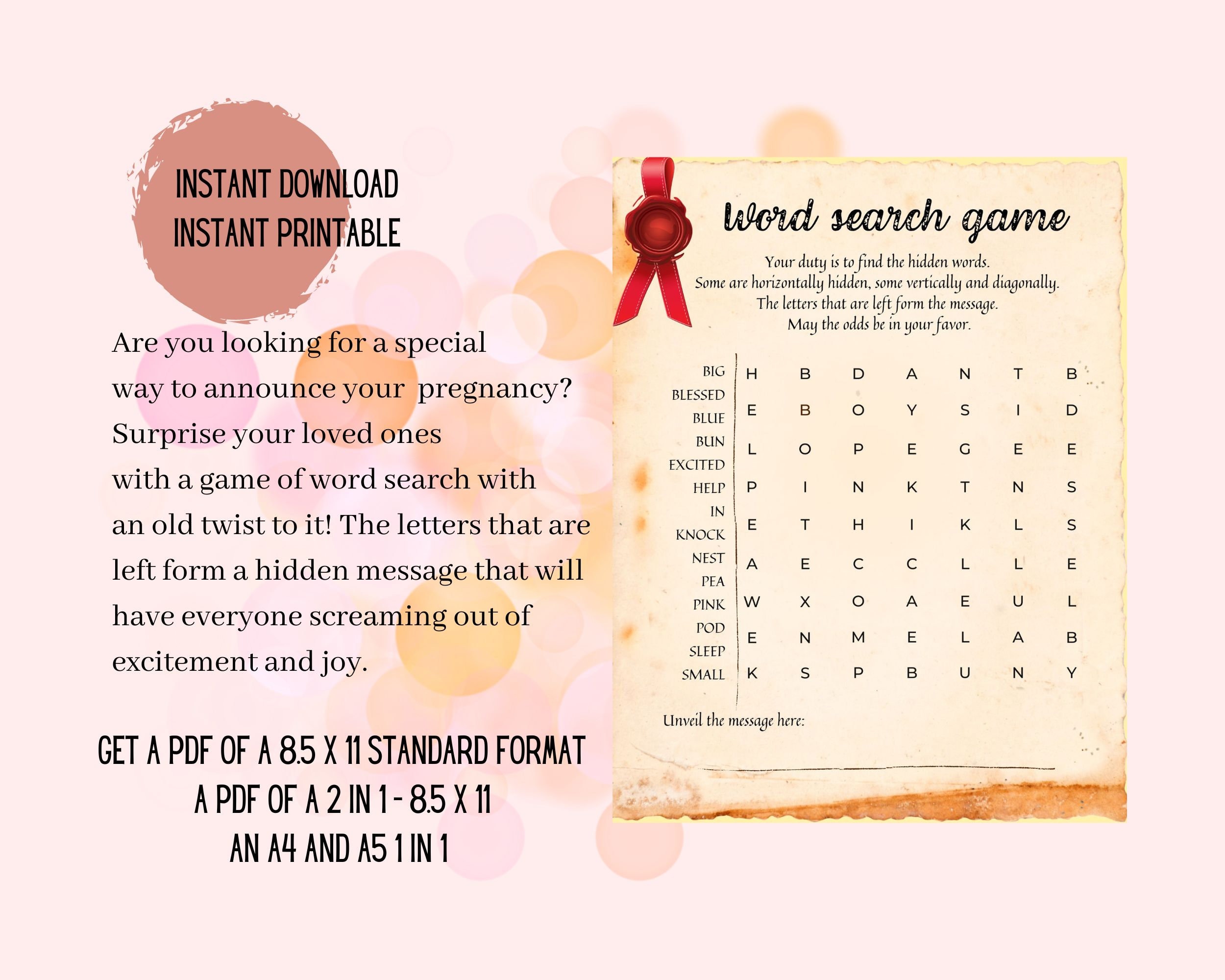 Maternity Word Search