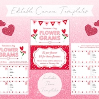 Valentine's Day Flower Gram Template Bundle - Etsy