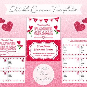 Valentine's Day Flower Gram Template Bundle - Etsy