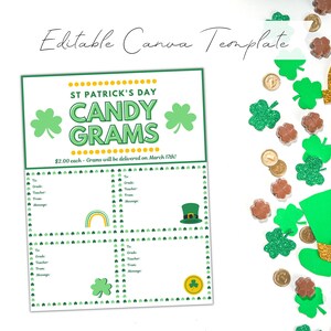 St. Patrick's Day Candy Gram Tags Template - Etsy