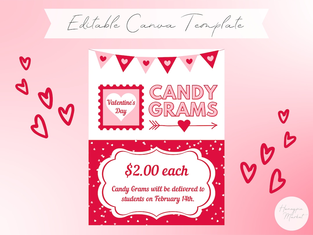 Valentine Candy Gram Flyer Template - Etsy