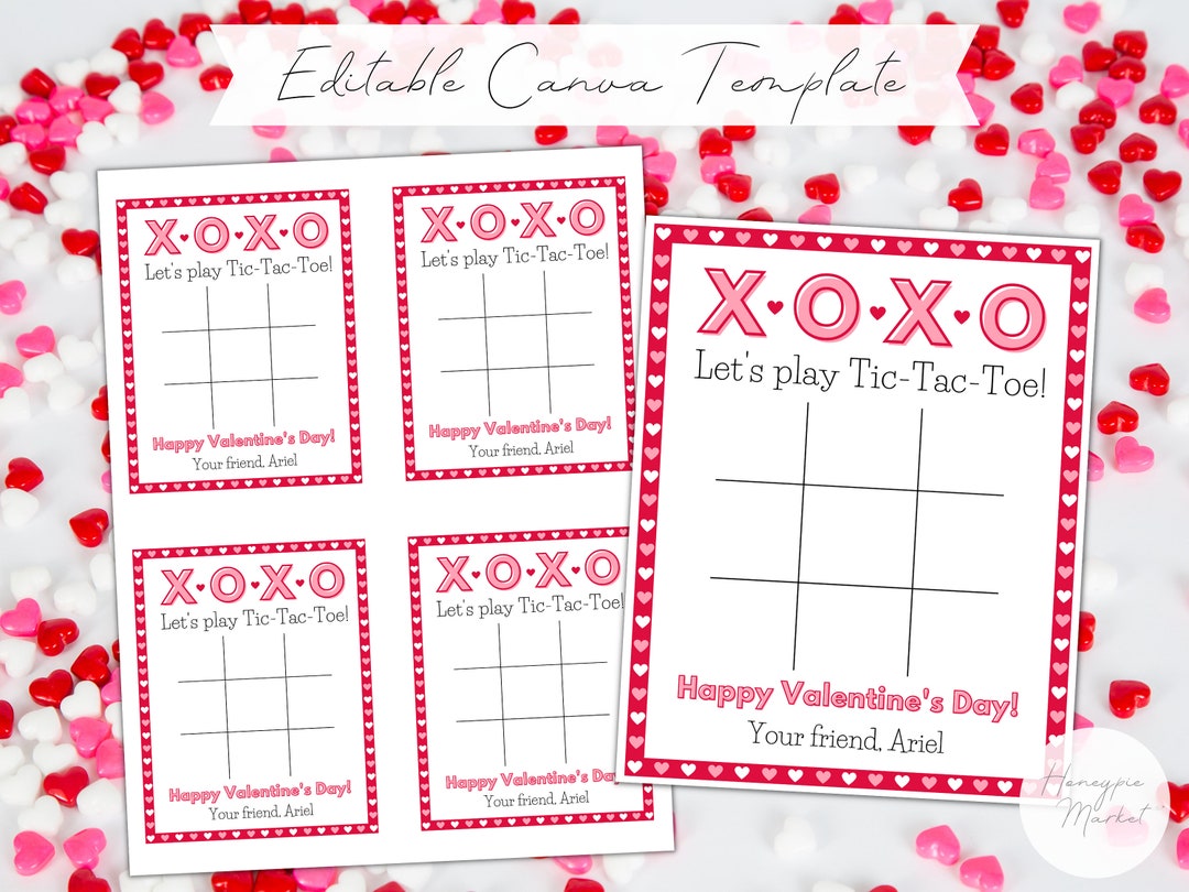 Tic-tac-toe Valentines Template - Etsy