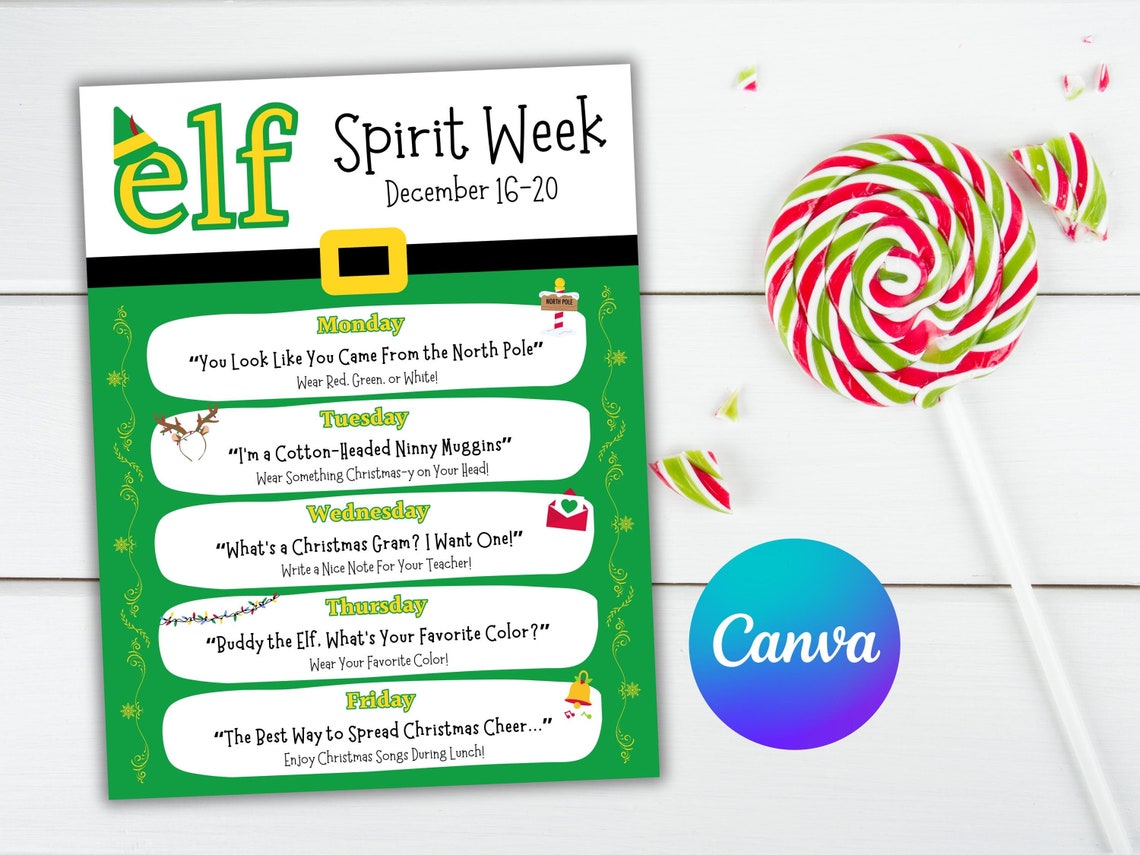 Elf Spirit Week - Customizable Canva Flyer Template - Etsy