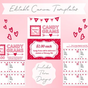 Valentine Candy Gram Template Bundle - Etsy
