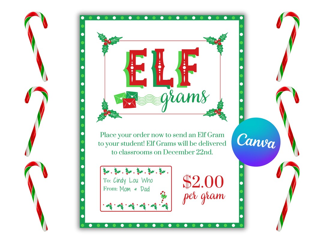 Elf Gram Flyer - Customizable Canva Template - Etsy