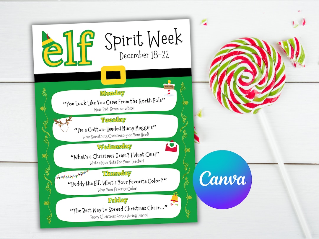 Elf Spirit Week Customizable Canva Flyer Template - Etsy
