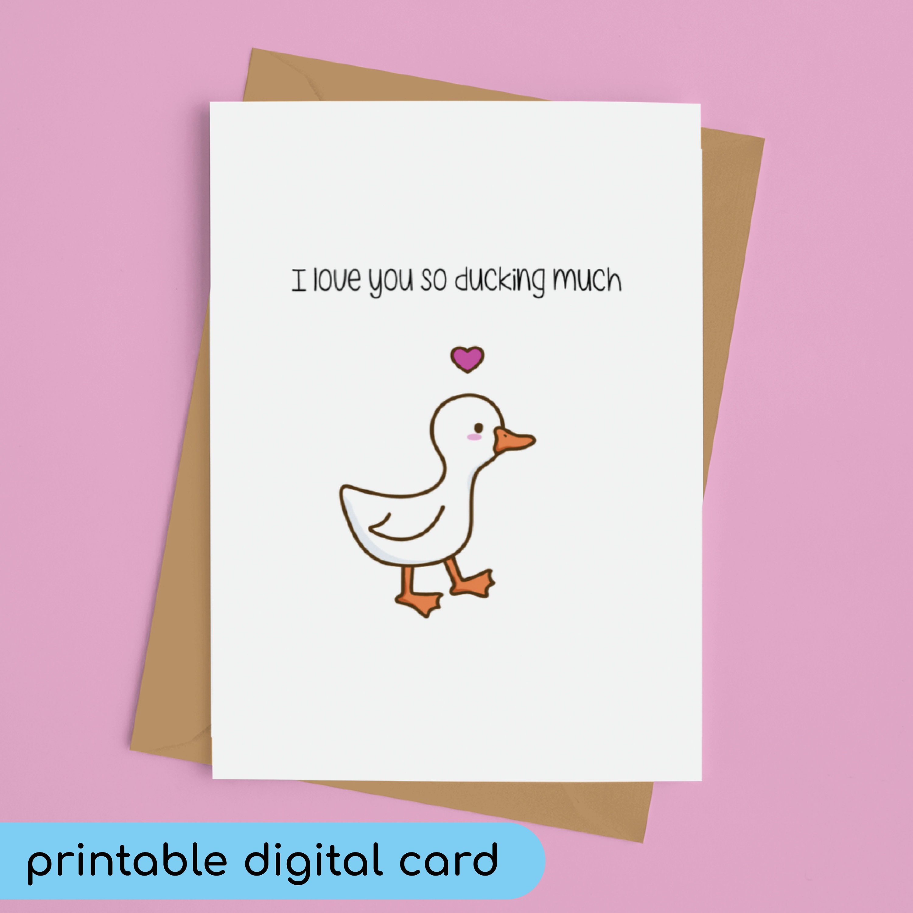 Duck Card Printable Mothers Day Valentines Card for Her - Etsy