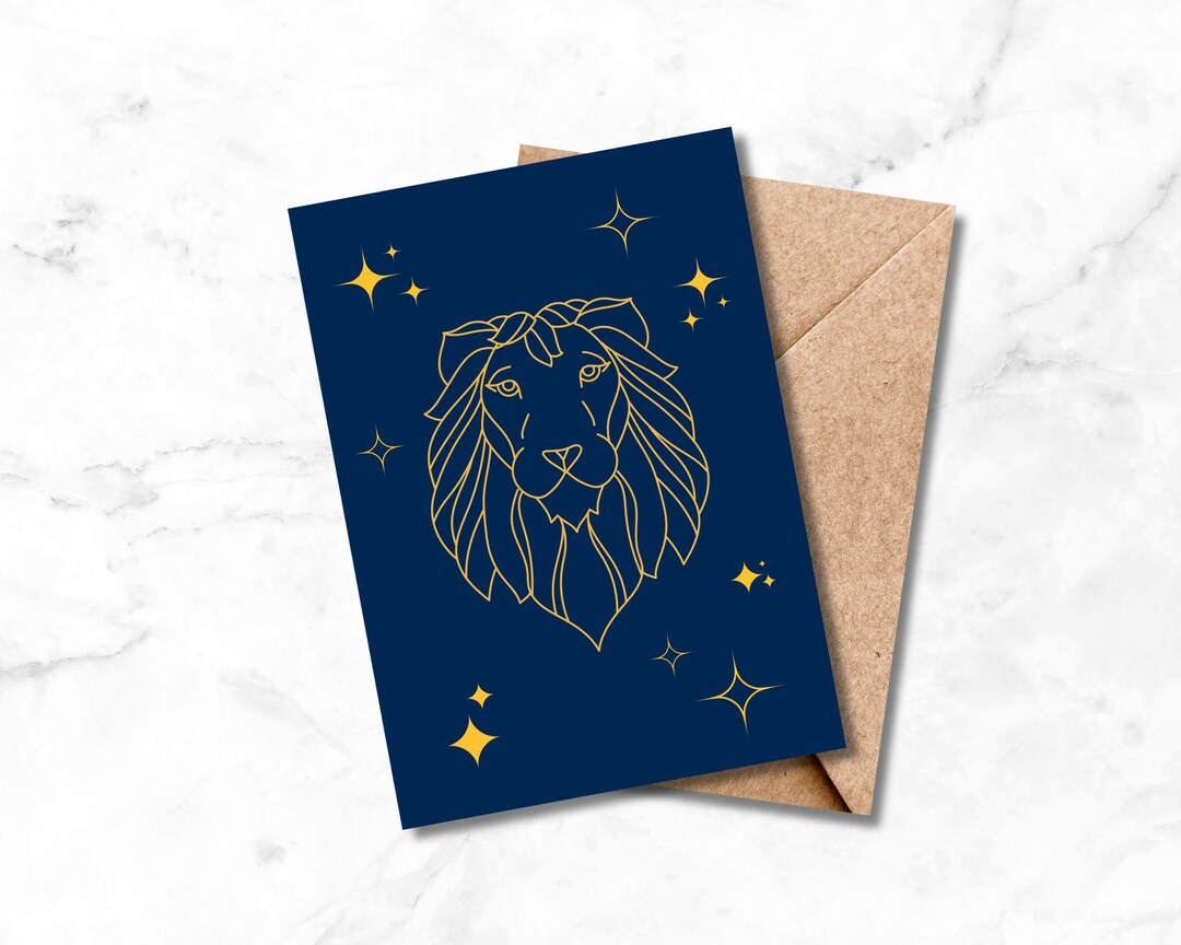 Leo Star Sign Birthday Card, Printable Card, Zodiac Card, Horoscope ...