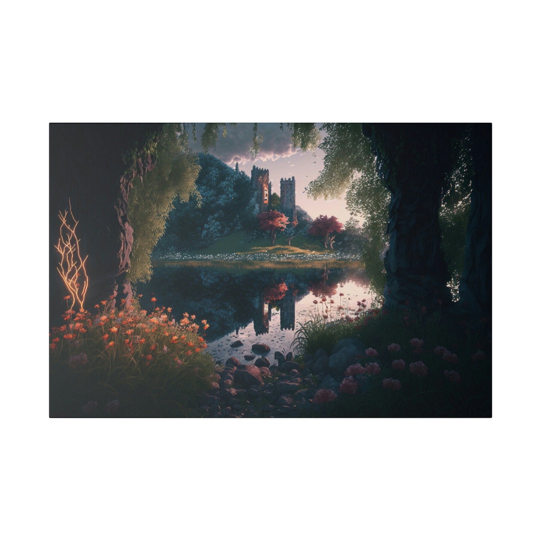 Fantasy Dreamscape Castle in Forest Painting - Etsy