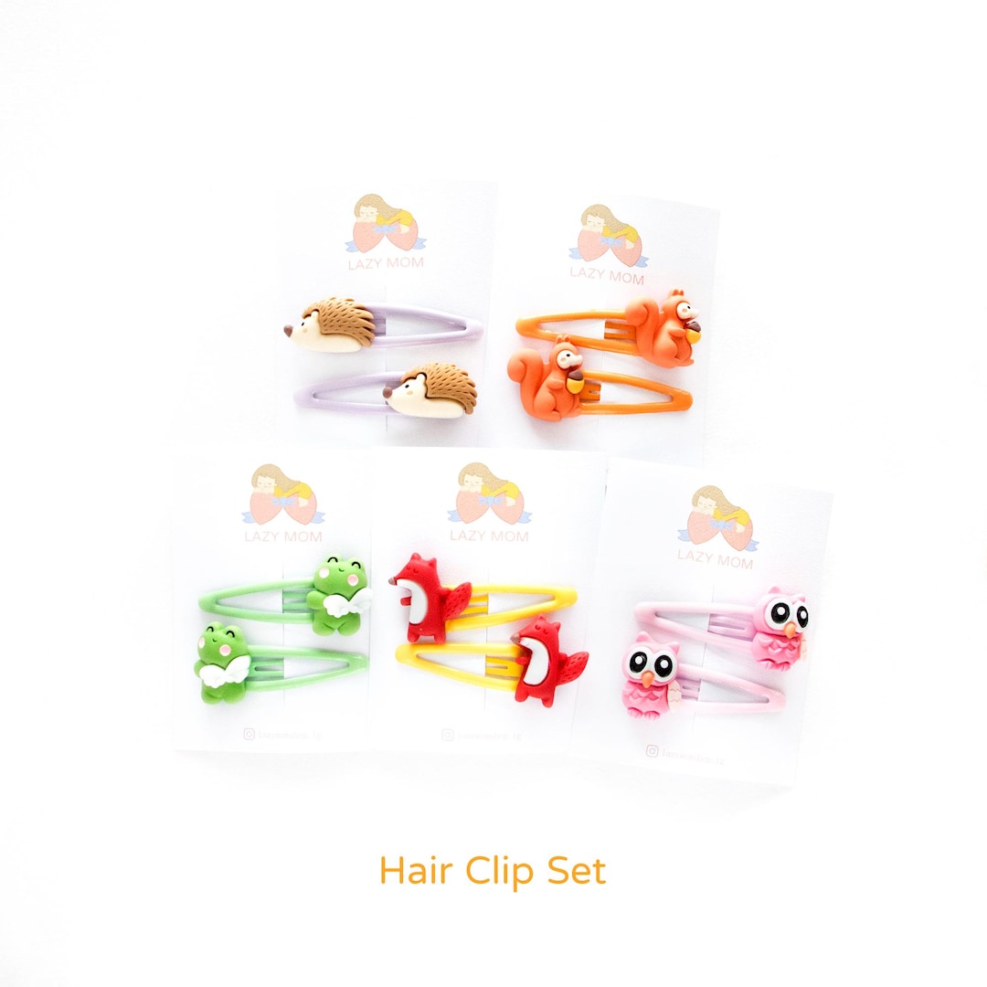 Cute Animal Hair Clip Set, Squirrel Hair Clip, Hedgehog Hair Clip, Baby ...