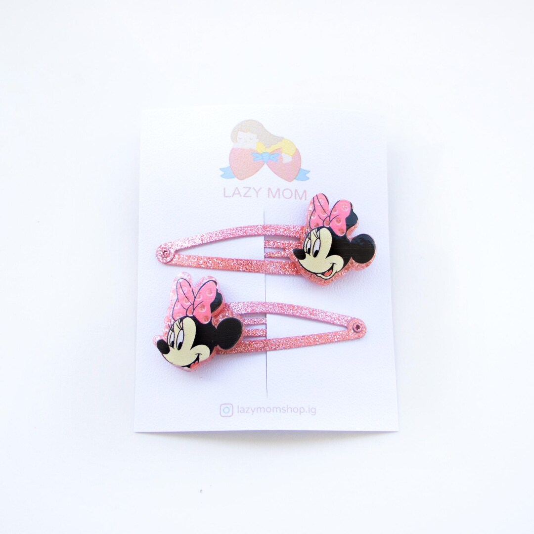 Minnie Mouse Hair Clips, Pig Tail Clip, Disney Clips, Minnie Bow Ears ...