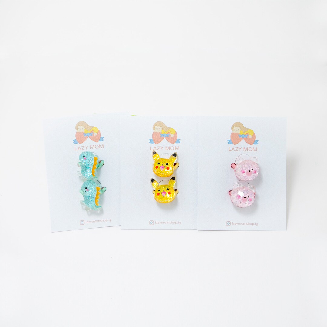 Pikachu Hair Ties, Pokemon Hair Ties, Cute Dinosaur Hair Ties, Pink ...